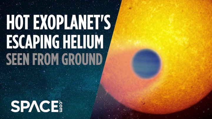 Hot Exoplanet's Escaping Helium Seen from Ground - Artist Impression