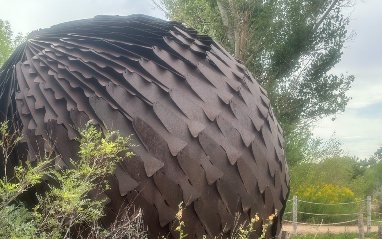 Albuquerque Reliques: A globe made of fish along Tingley Beach