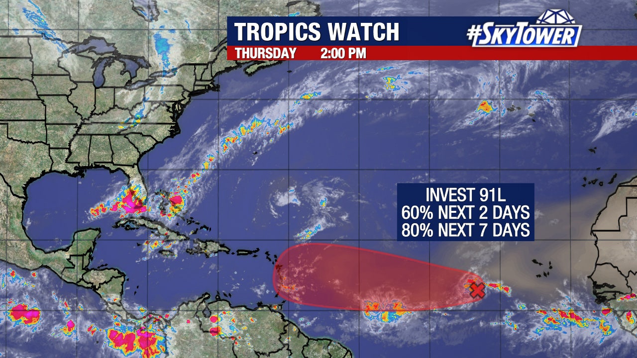 Invest 91L expected to develop soon as it moves over warmer water: NHC