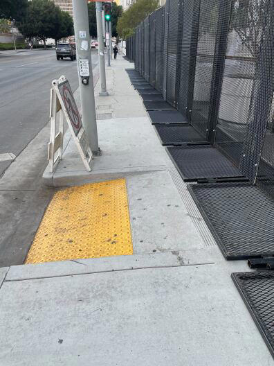 Fencing outside federal buildings in downtown LA creates accessibility ...