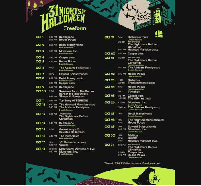 Freeform's 31 Nights of Halloween Schedule Has Been Released for 2025