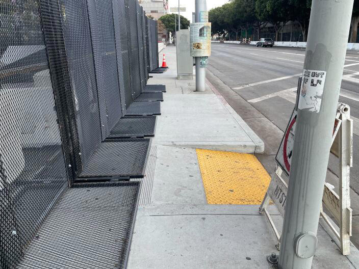 Fencing outside federal buildings in downtown LA creates accessibility ...