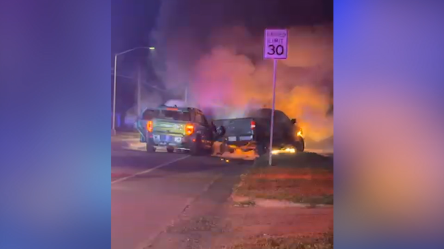12th Street crash Wednesday night sets 2 cars on fire