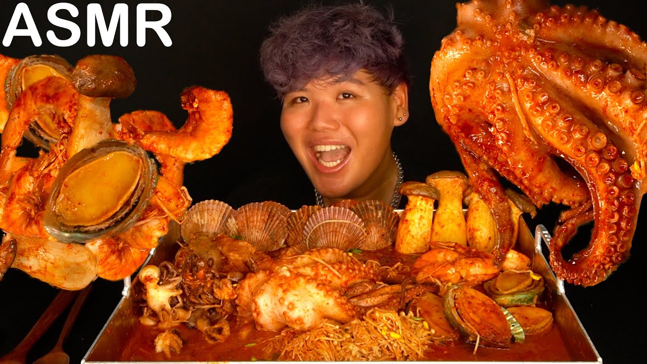ASMR Spicy Seafood – Octopus, Shrimp, Abalone, Scallops, Enoki ...