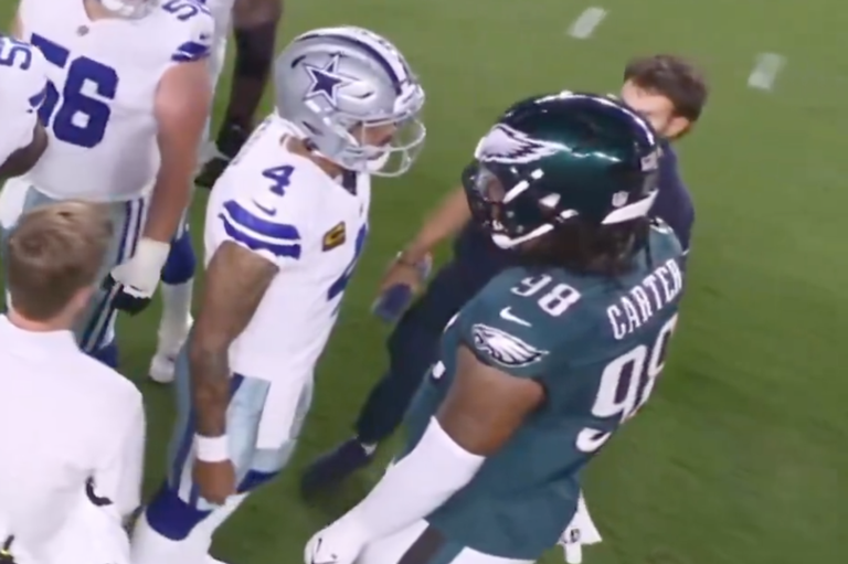 Damning new footage shows what Dak Prescott did just seconds before Jalen Carter spit