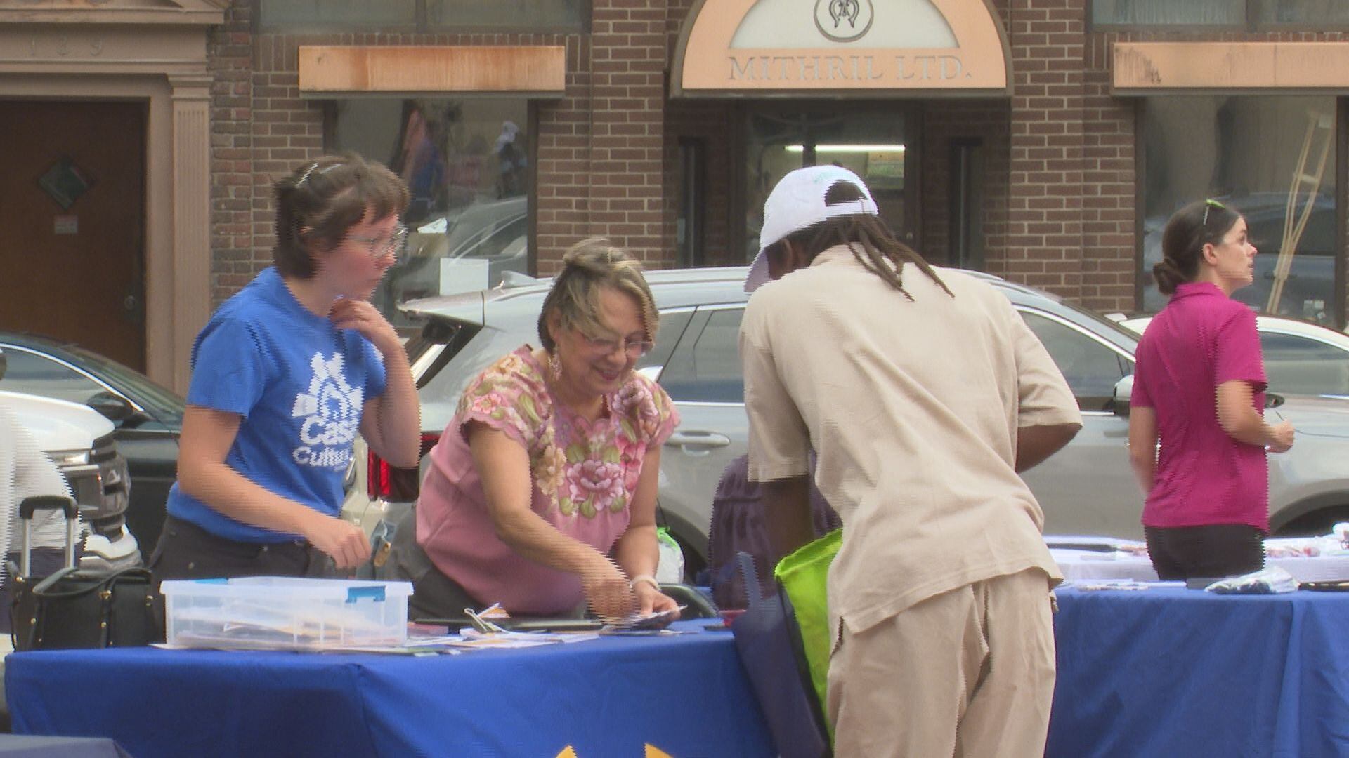 People gather at the Fayette County Courthouse for suicide prevention event