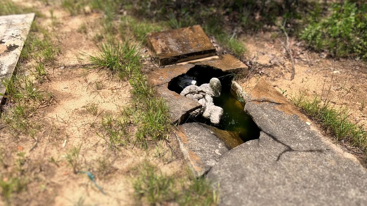 Creepy open grave on a forgotten African American cemetery