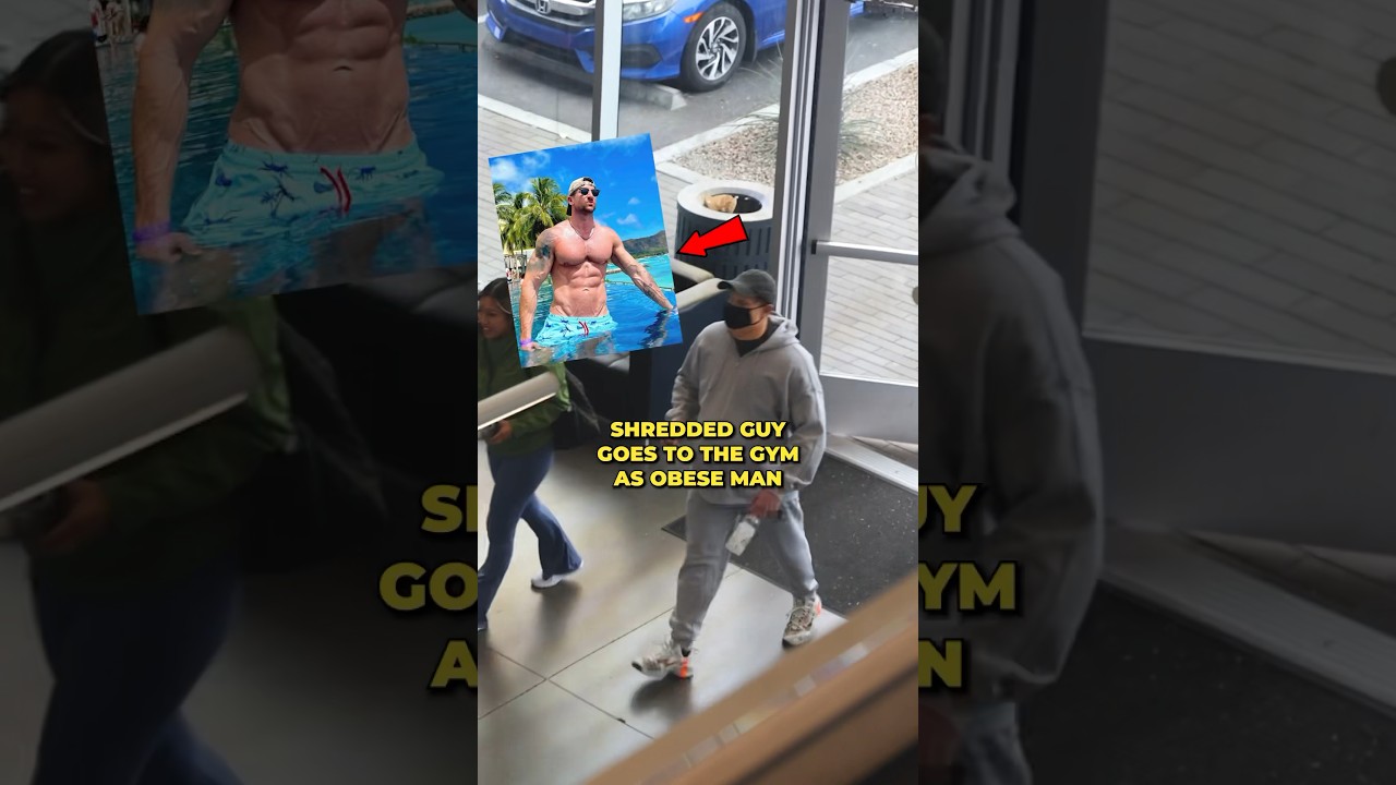 Shredded guy wears realistic fat suit to gym prank
