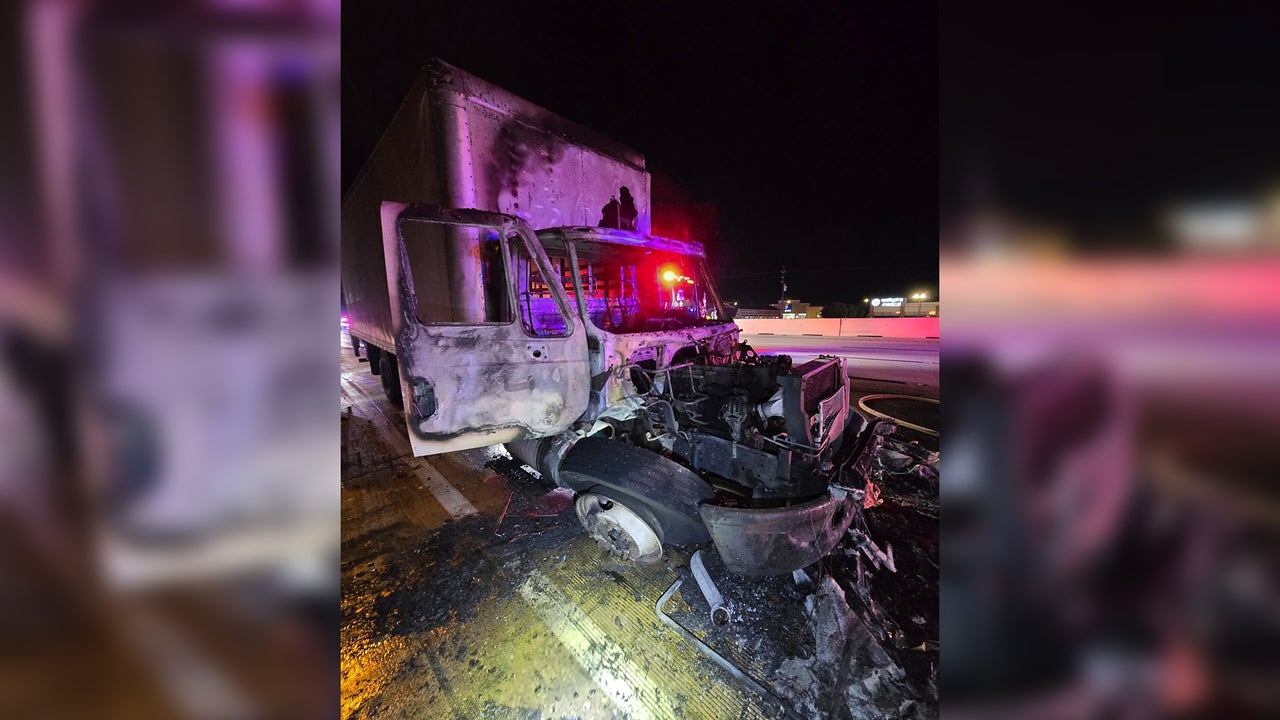 US-290 lanes closed after box truck catches fire from accelerant ...