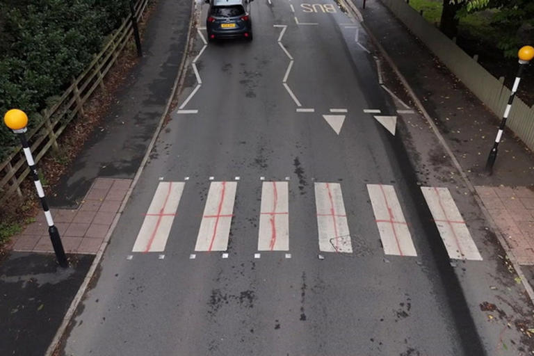 St George’s Cross painted on zebra crossings in York