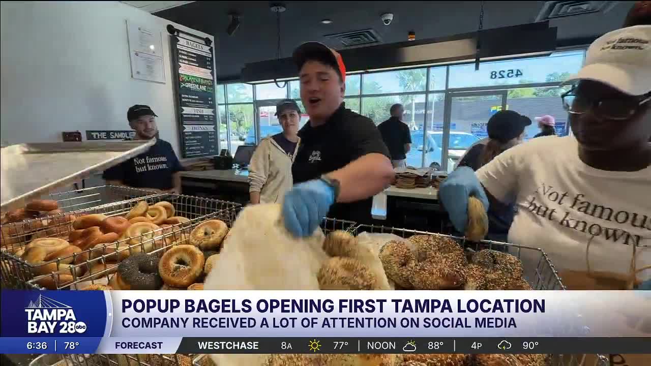 Viral bagel shop 'Pop Up Bagels' opens its doors in Tampa