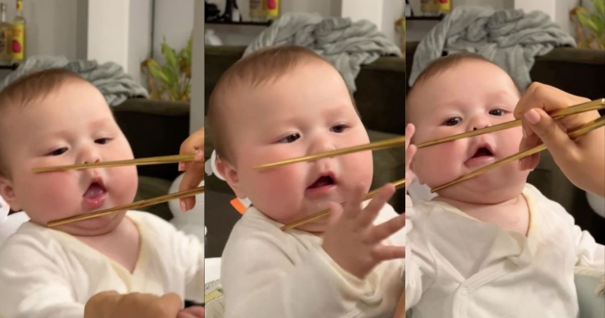 Video: Mom Tries to Eat Baby With Chopsticks & The Reactions Are Hilarious
