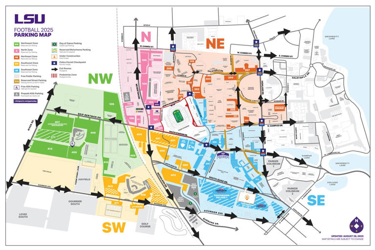 Traffic, tailgating information for LSU football home opener