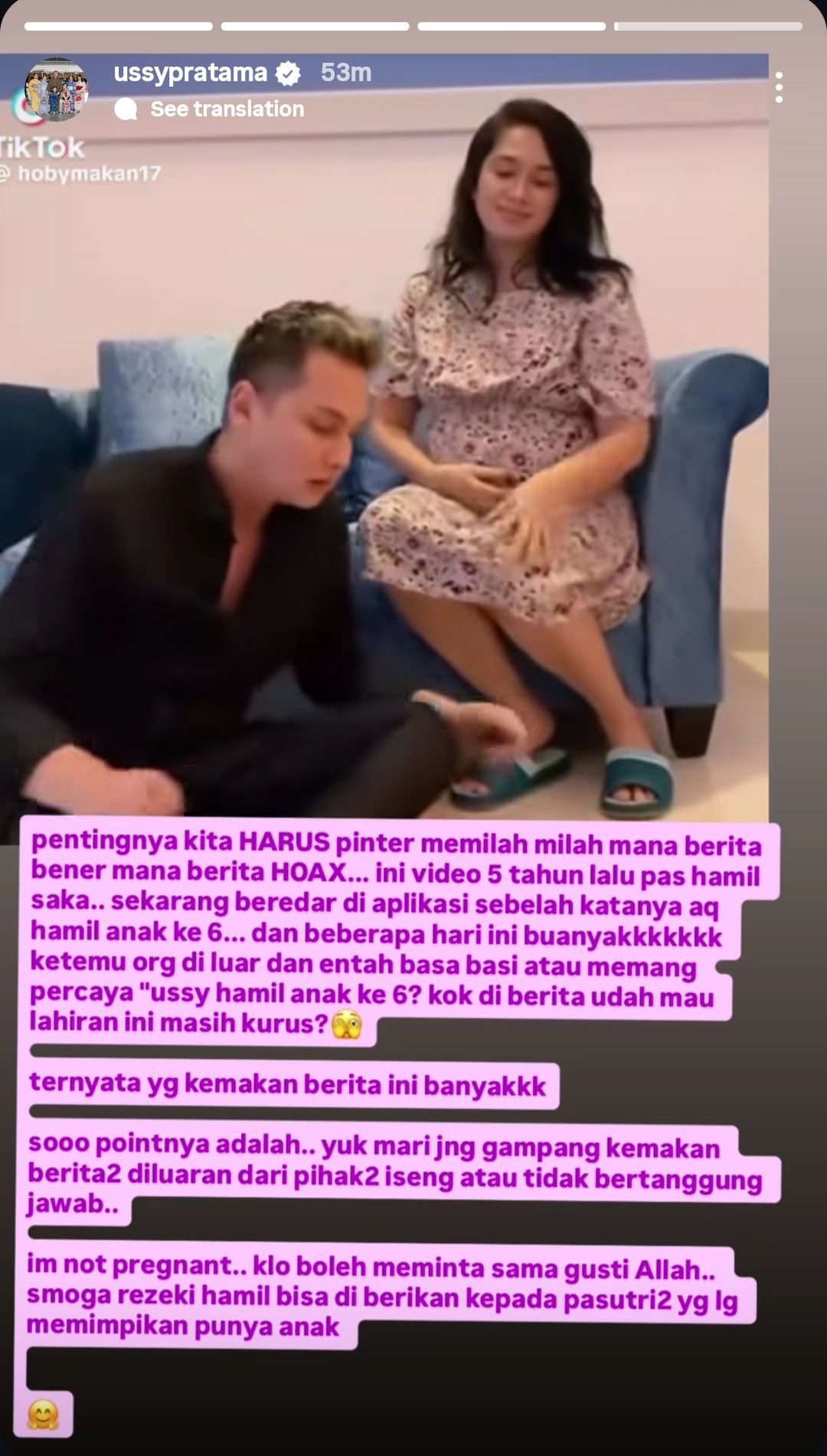 Geram Jadi Korban Berita Hoax, Ussy Sulistiawaty Tegaskan Tak Hamil ...