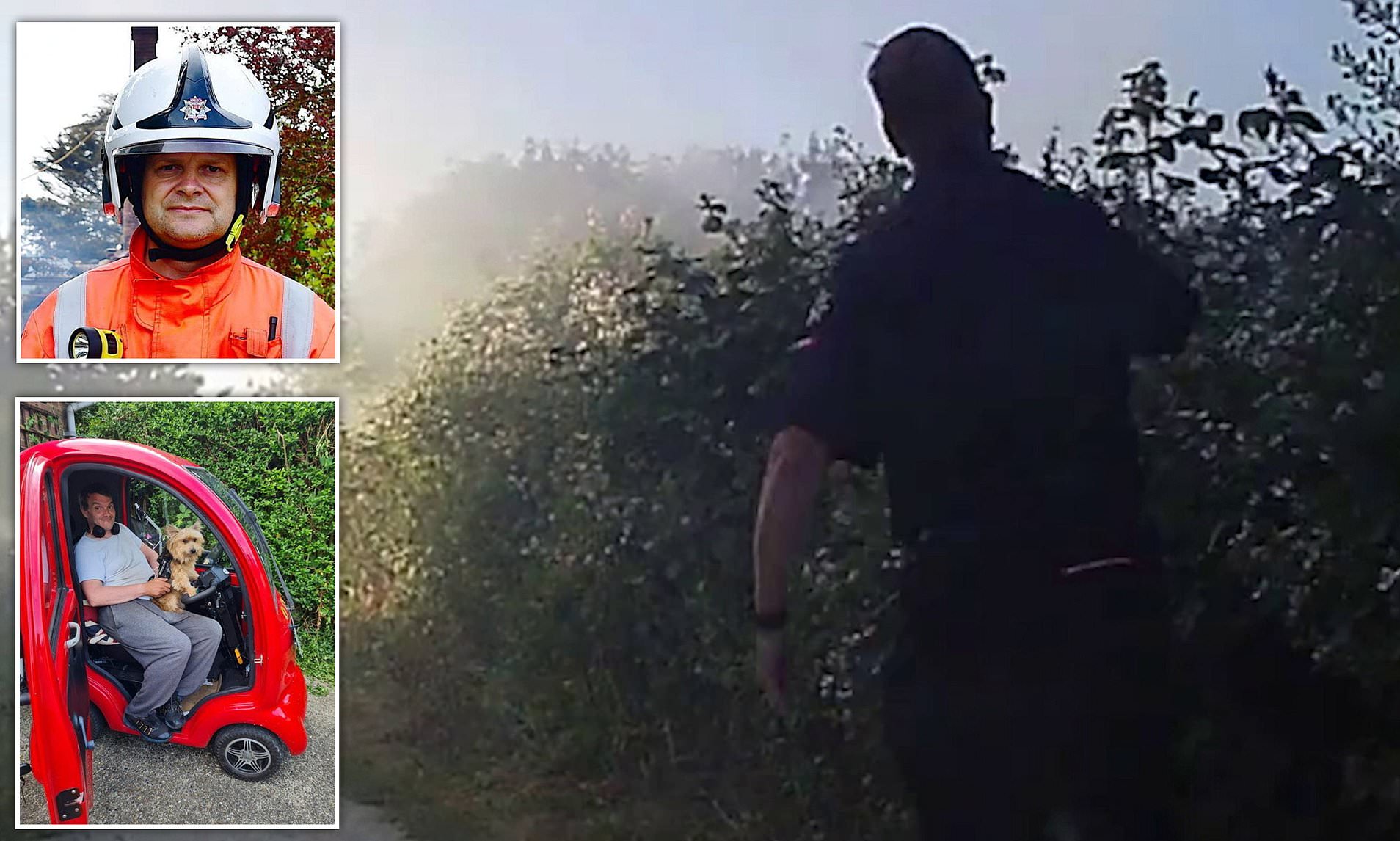 Moment fire chief throws disabled man's phone over hedge - as he blames ...