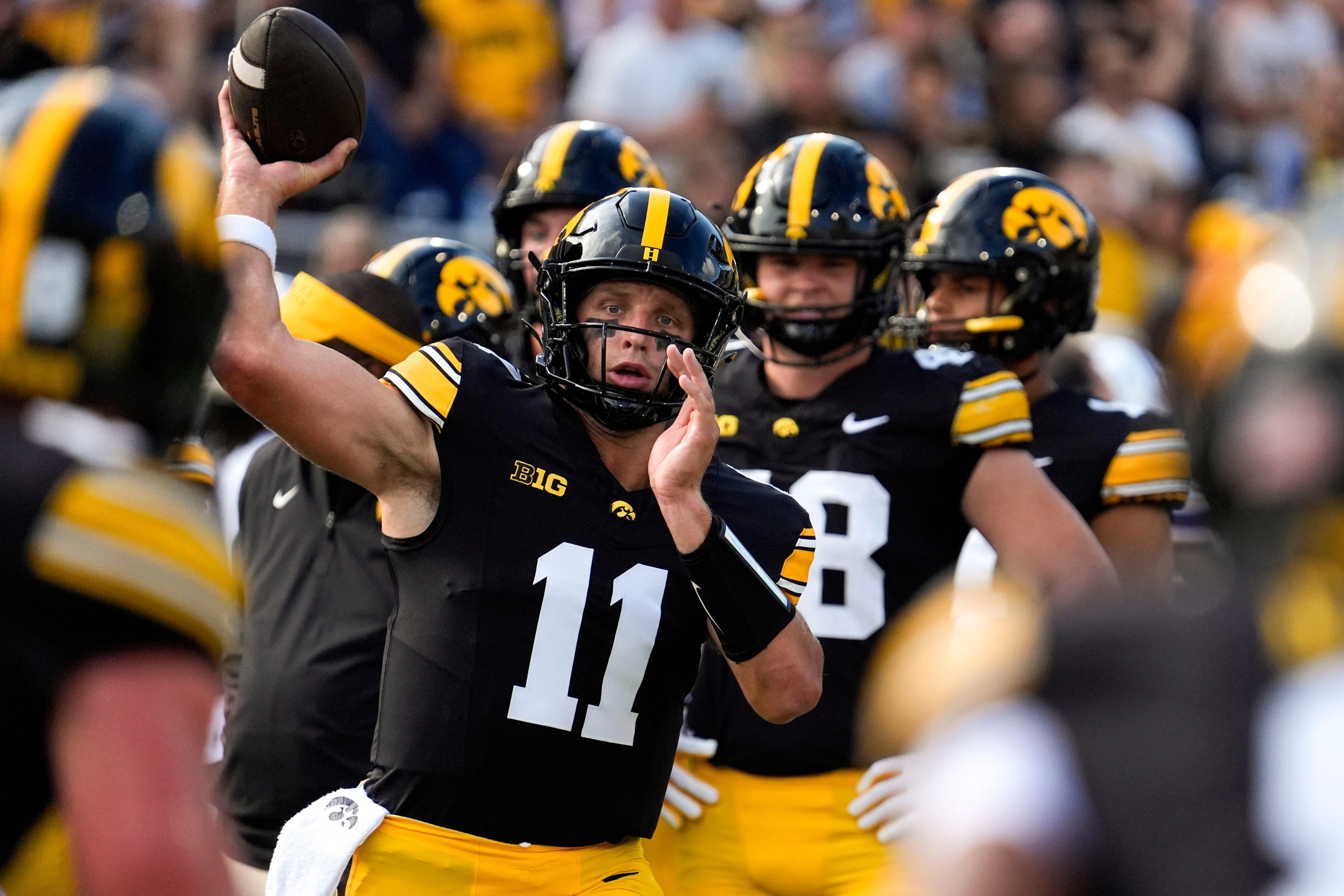 On3 reports Iowa football QB Mark Gronowski is 'day-to-day'