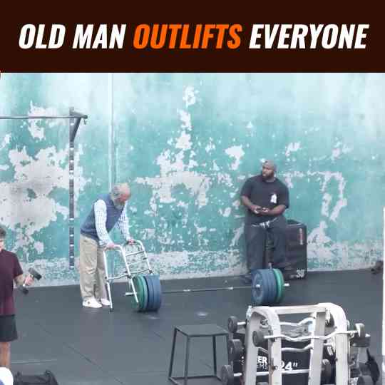 Old Man Powerlifter At Gold's Gym