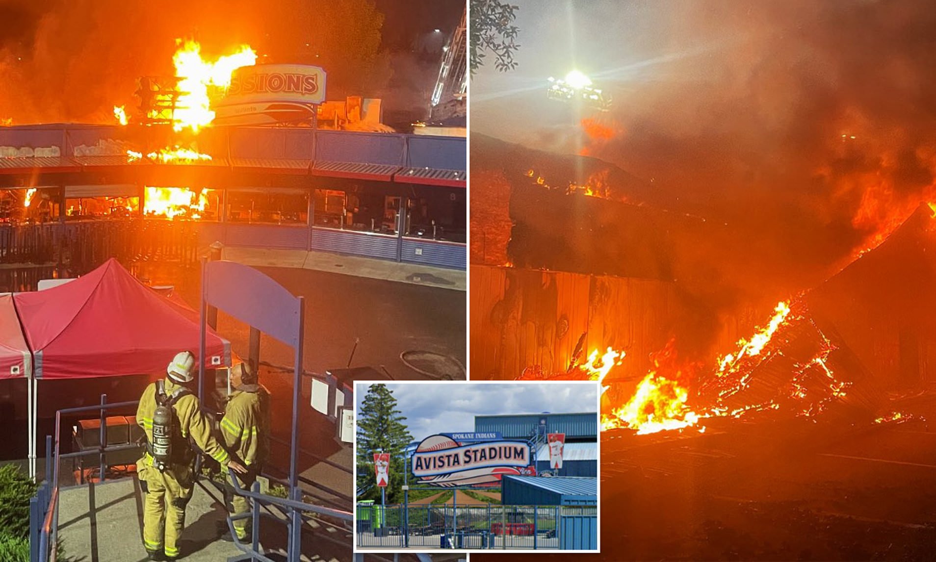Devastating fire breaks out at baseball stadium in Washington as blaze ...