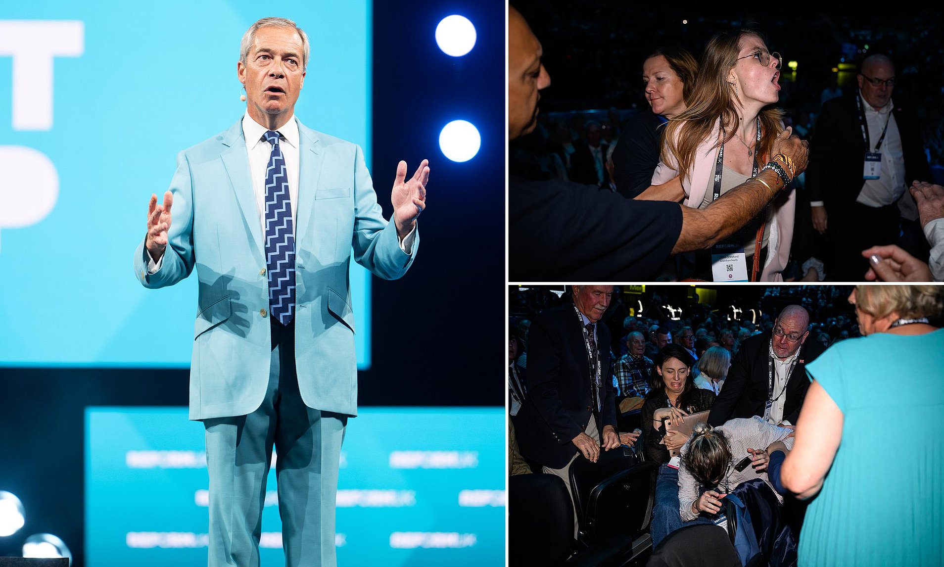 Moment Nigel Farage roars with laughter as 'boring' hecklers are ...