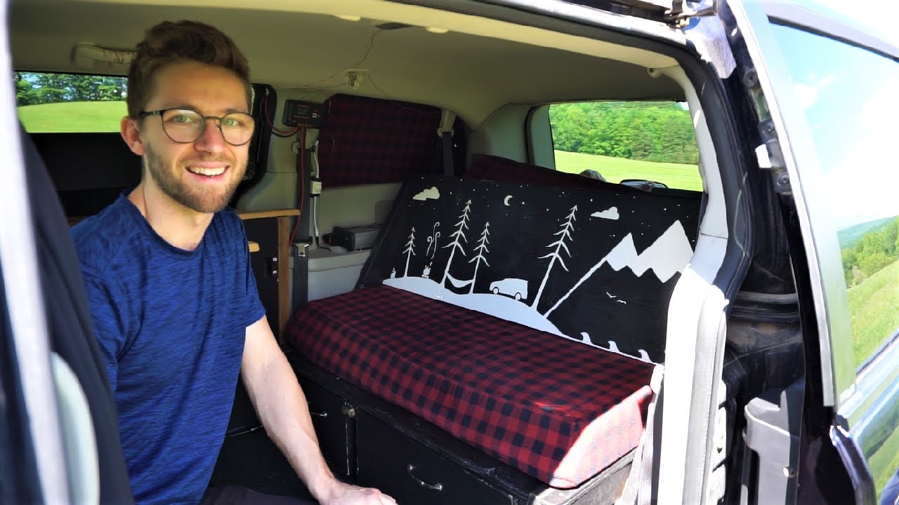 Engineer builds a campervan in a Dodge Grand Caravan | Solar ...