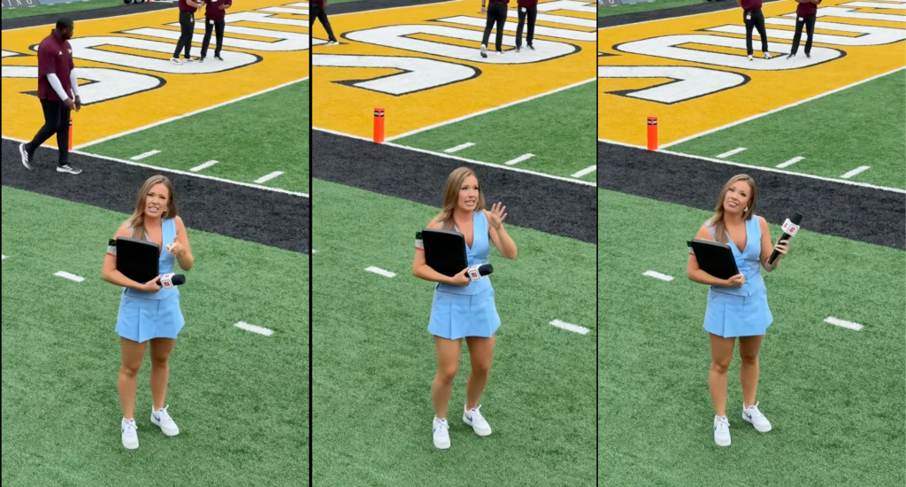 ESPN sideline reporter caught rapping