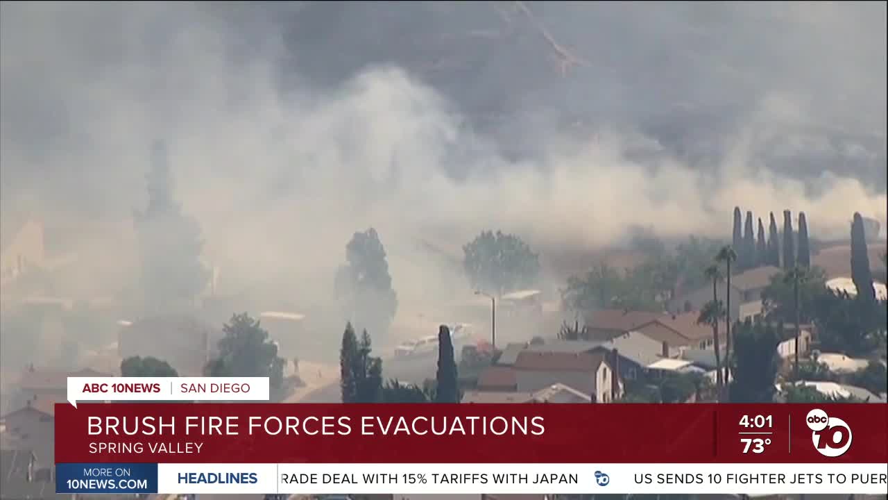 Forward spread stopped in Spring Valley brush fire; evacuation order ...