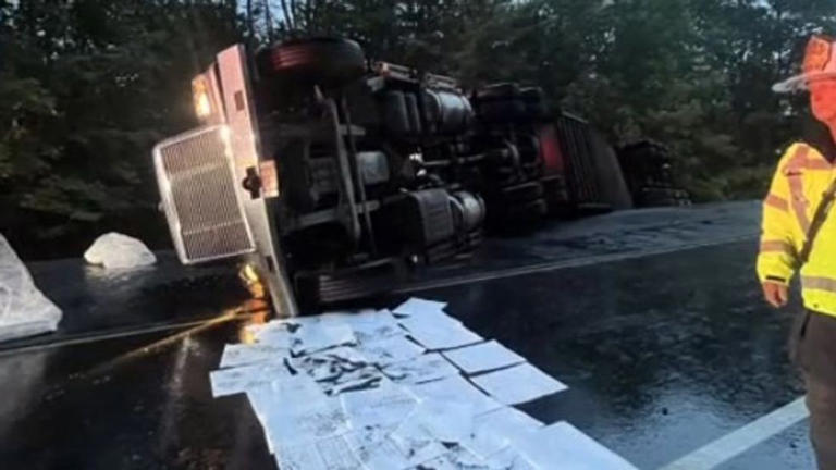 Truck driver injured in Farmington crash as tractor trailer rollover ...
