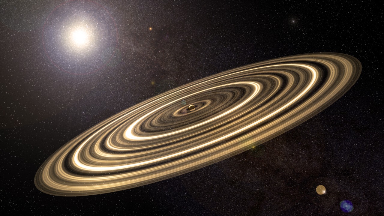 Discovery of a planet with rings bigger than Saturn’s