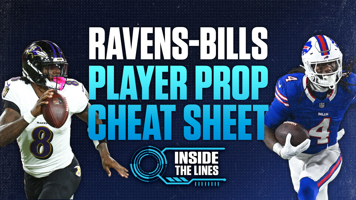 Inside the Lines Ravens-Bills prop cheat sheet: Lamar Jackson 2+ Pass TDs, Derrick Henry rushing ...