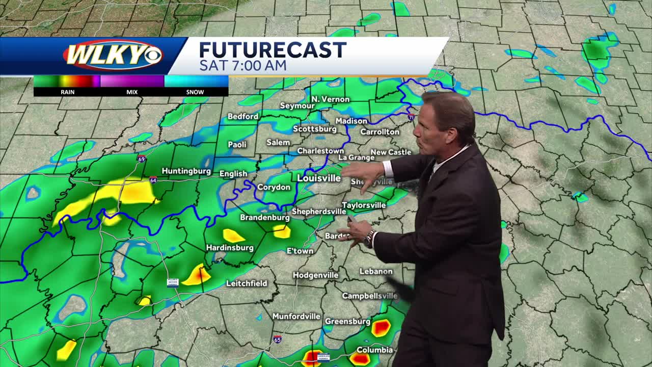 Showers likely through Saturday morning then improvements