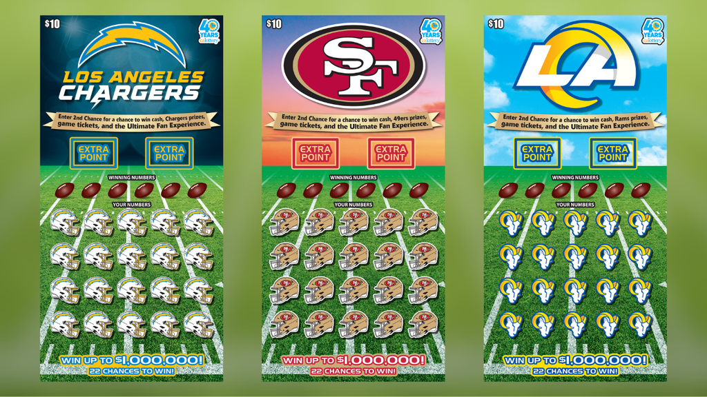 California lottery releases Chargers, Rams and 49ers themed scratchers ...