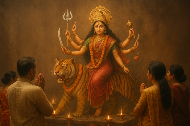 Goddess Durga on Tiger The Ultimate Symbol of Power and Protection.