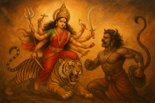 Goddess Durga on Tiger The Ultimate Symbol of Power and Protection.