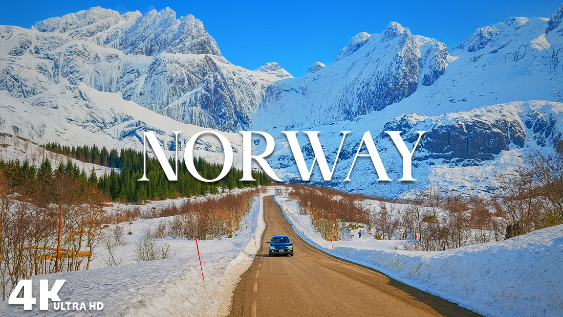 Winter in Norway – Snowy Landscapes with Calming Music (4K)