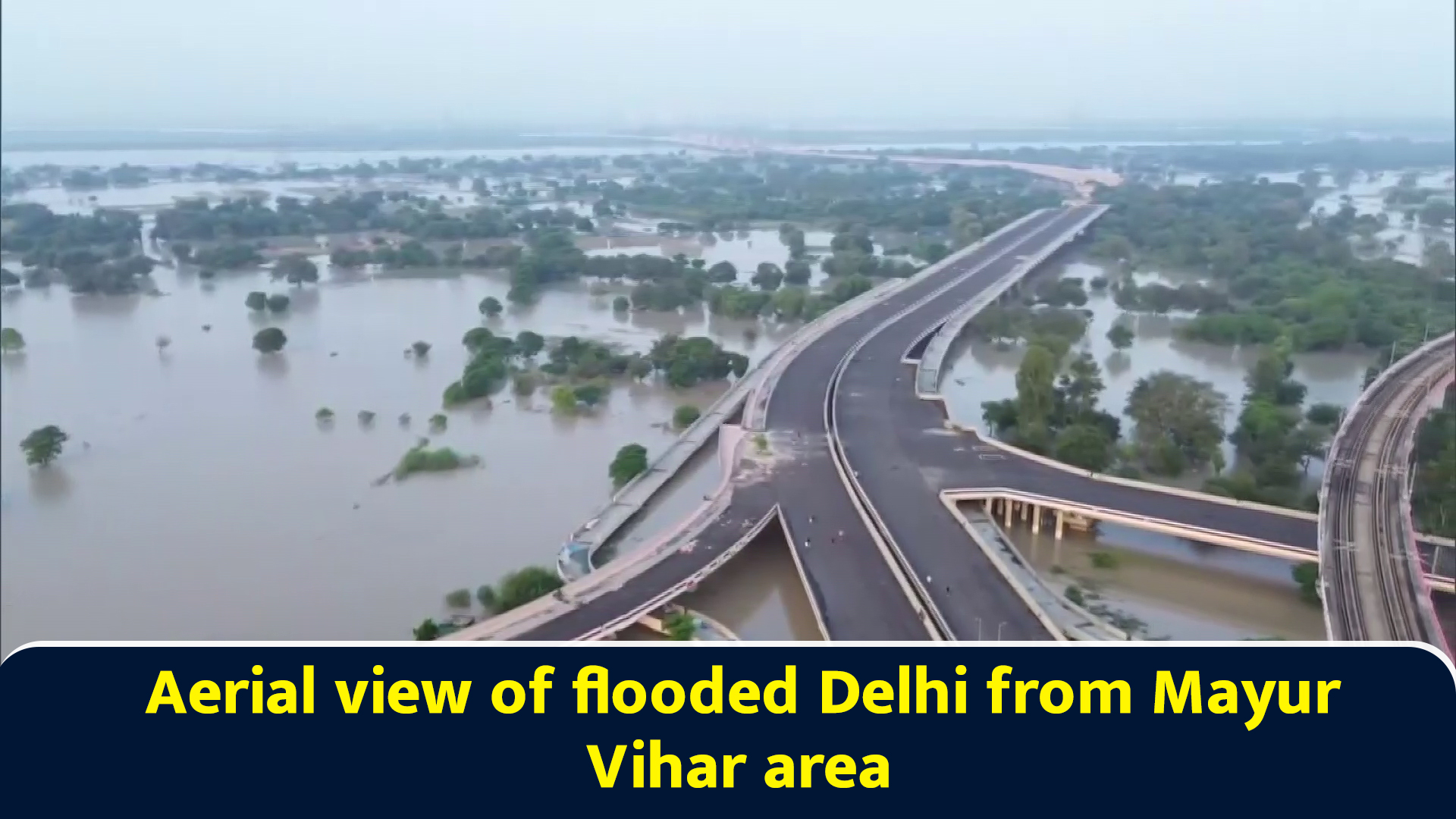 Aerial view of flooded Delhi from Mayur Vihar area