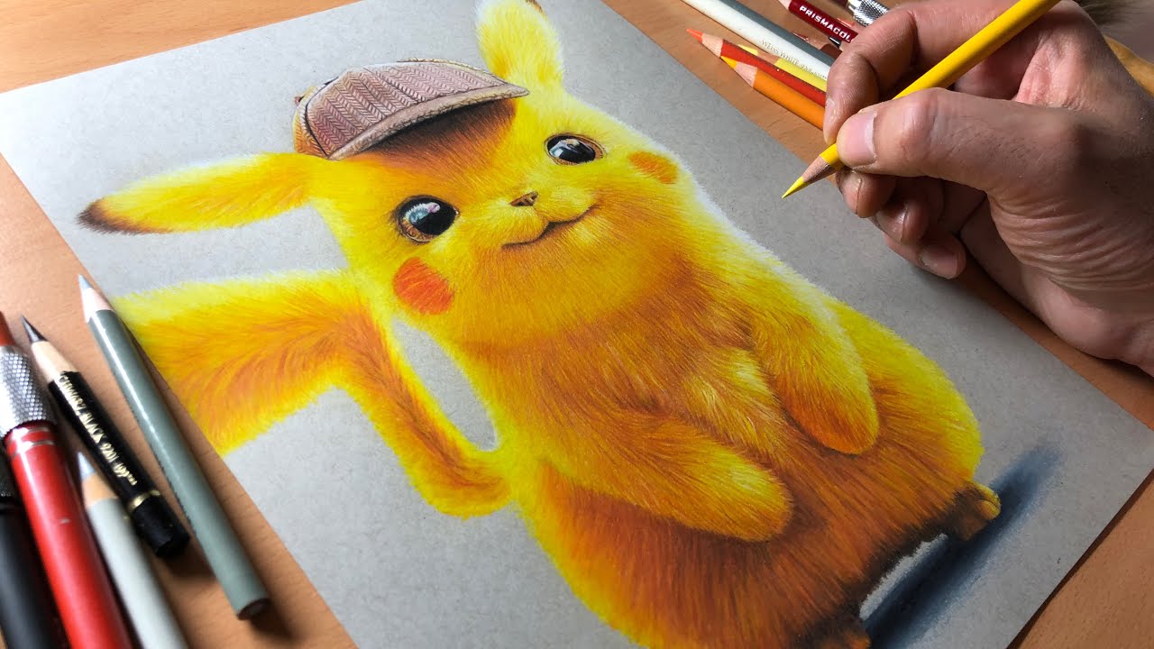 Drawing Detective Pikachu Timelapse