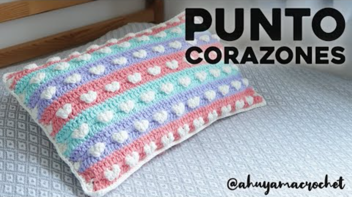 Cómo Tejer el Punto Corazones para Cojín | Crochet Fácil