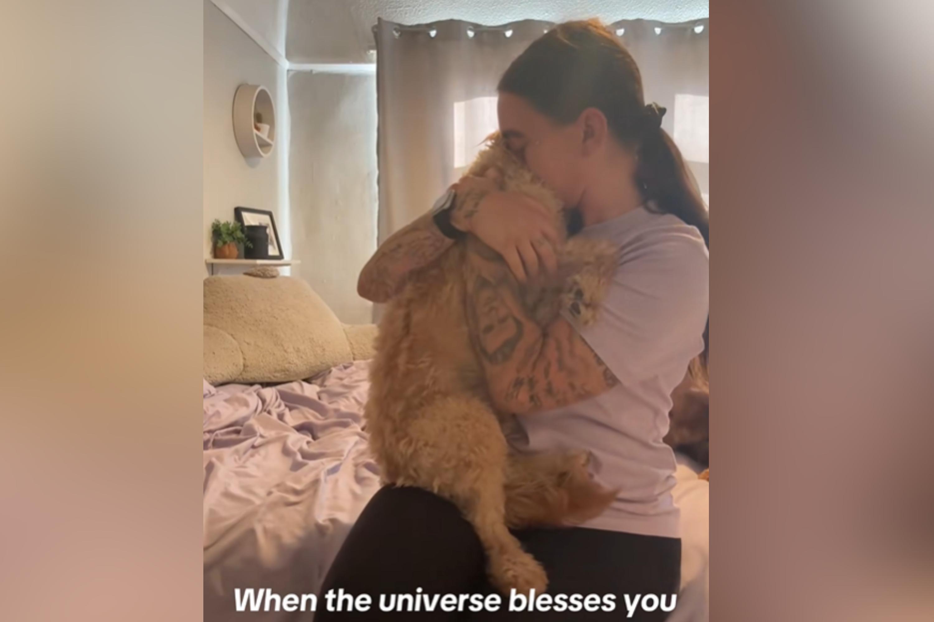 Owner can't cope with dog's response to cuddle request: "Never gets old"