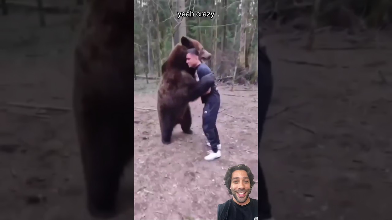 Man wrestles a bear in unbelievable footage