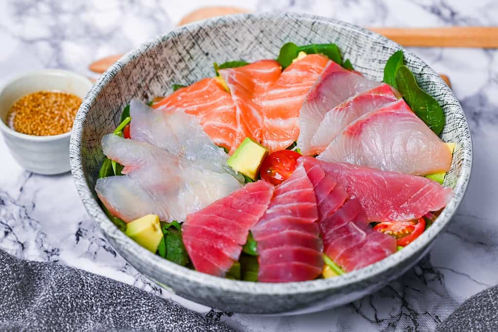 Sashimi Salad (with Homemade Japanese Wafu Dressing)