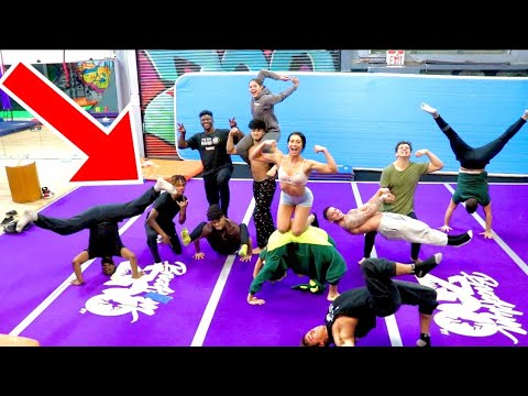 Professional breakdancers compete against gymnasts in high skill battle
