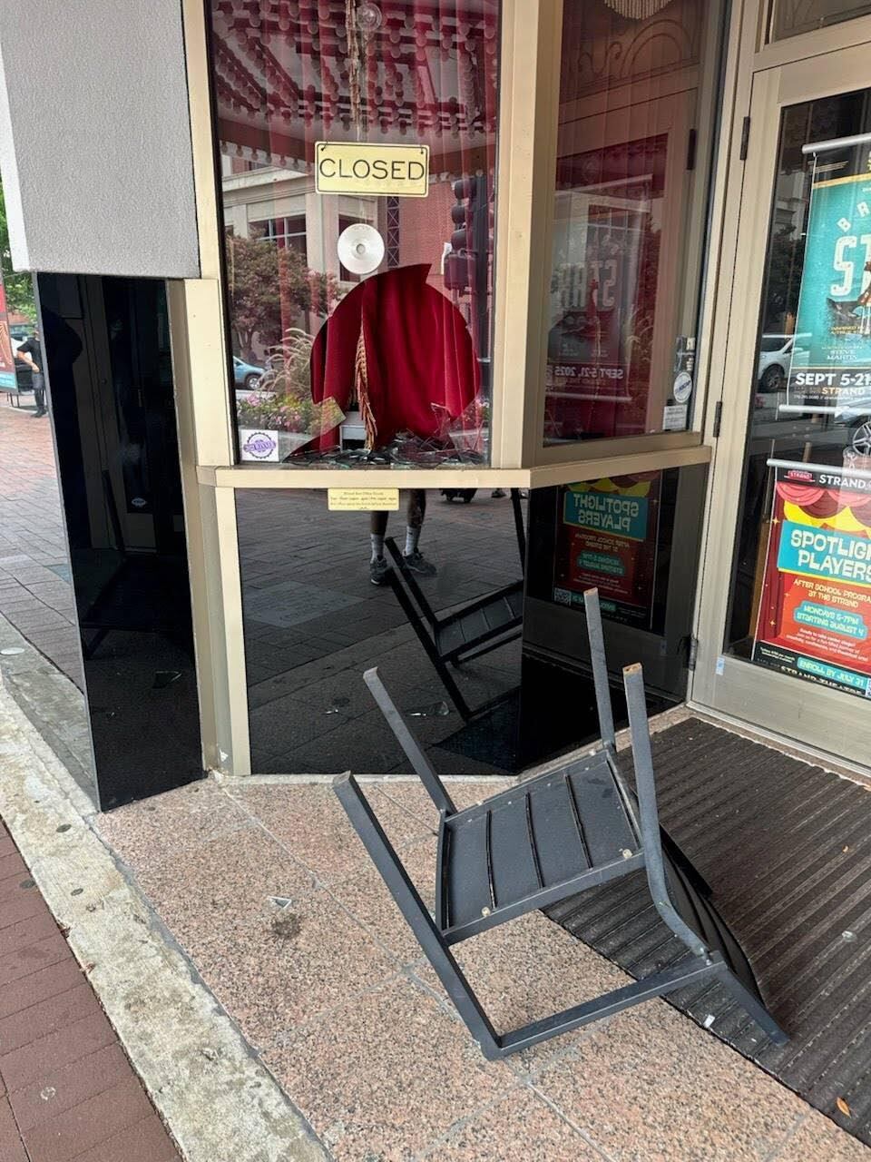 Strand Theater box office vandalized