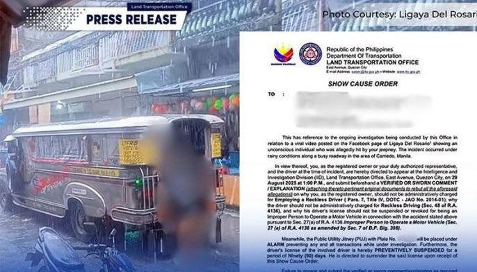 License of jeepney driver in viral accident suspended