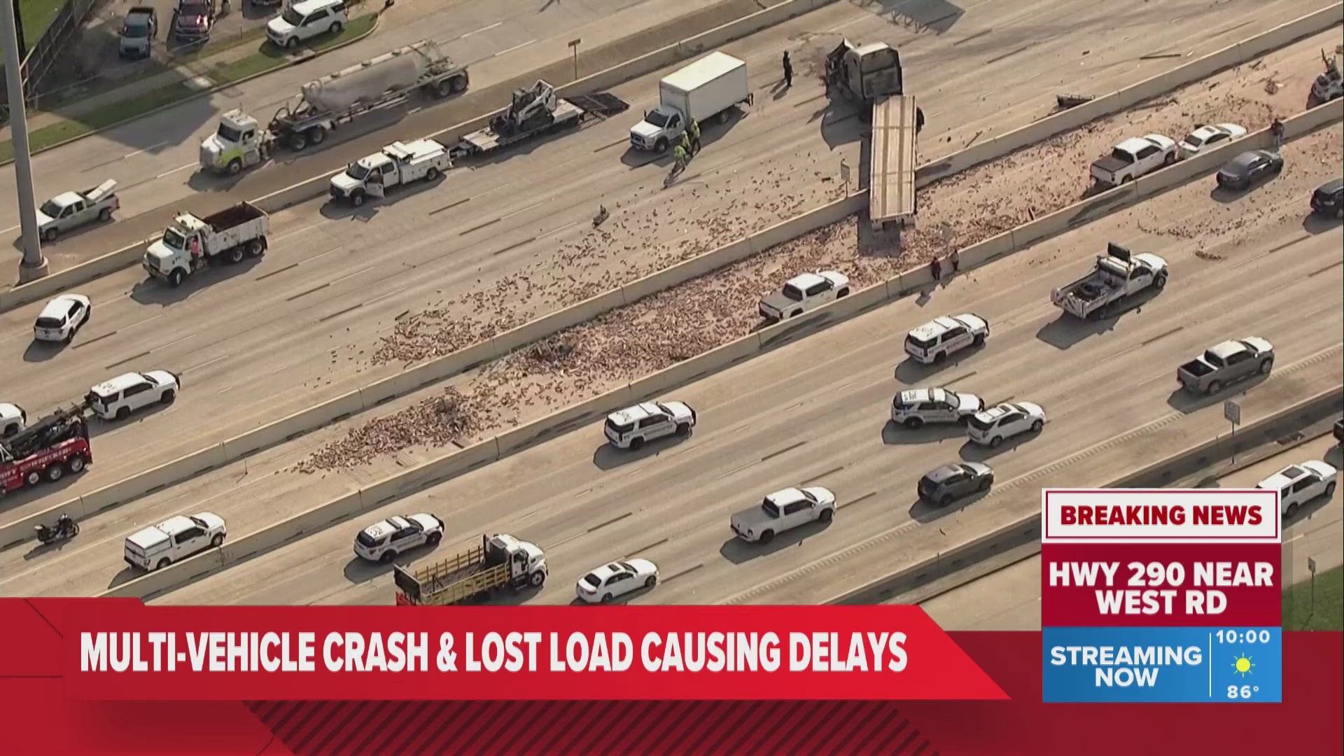 Multi-vehicle crash, including a lost load of bricks, leads to chaotic ...