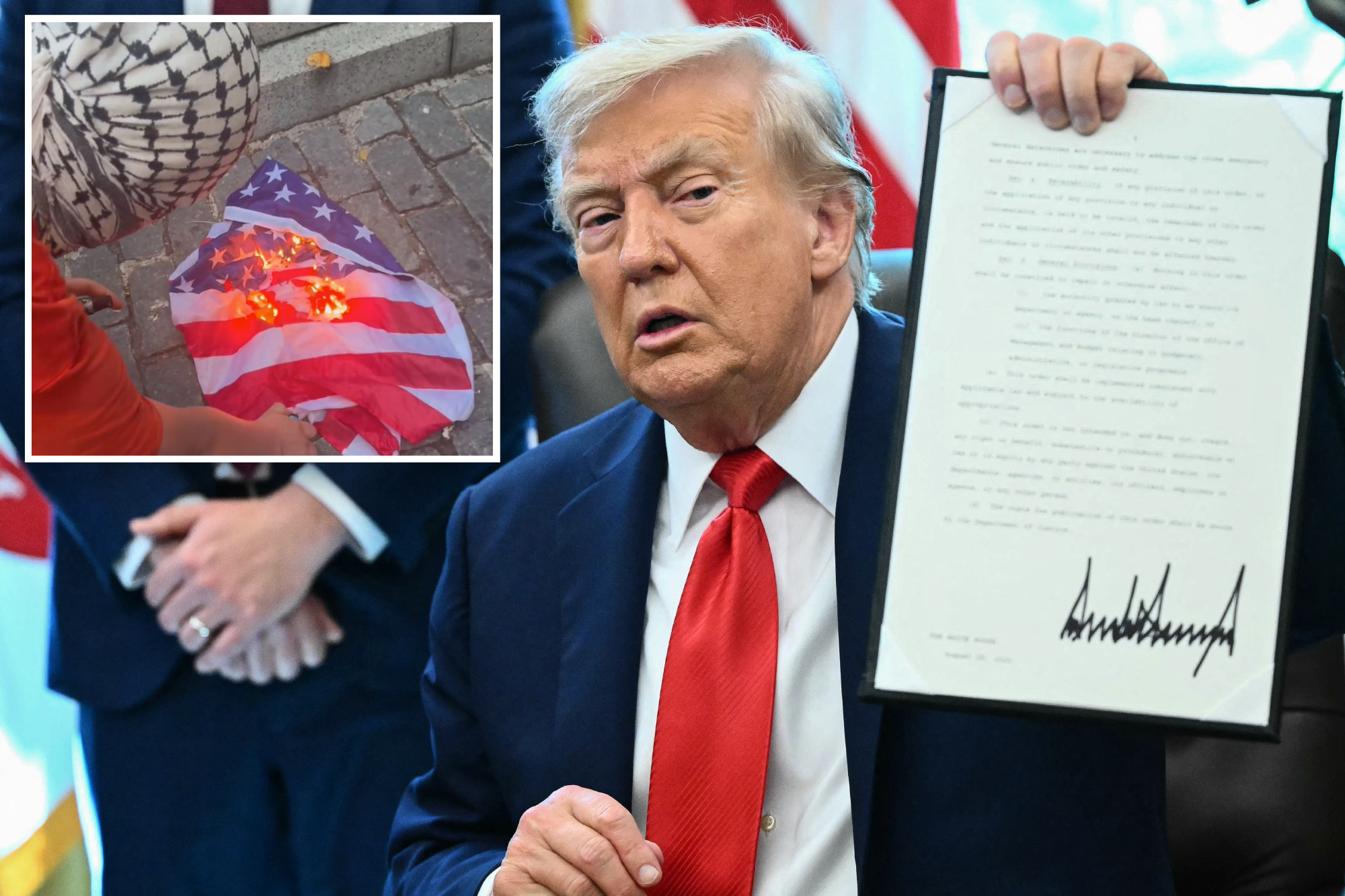 Trump signs executive order banning flag burning —warns those who ...