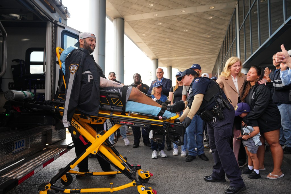 NYPD Detective Corey Fisher leaves hospital three days after being ...