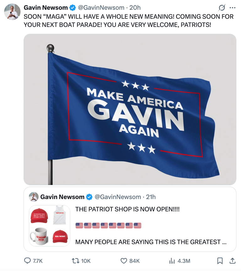 Gavin Newsom Has Renamed "MAGA," And It's Going Viral