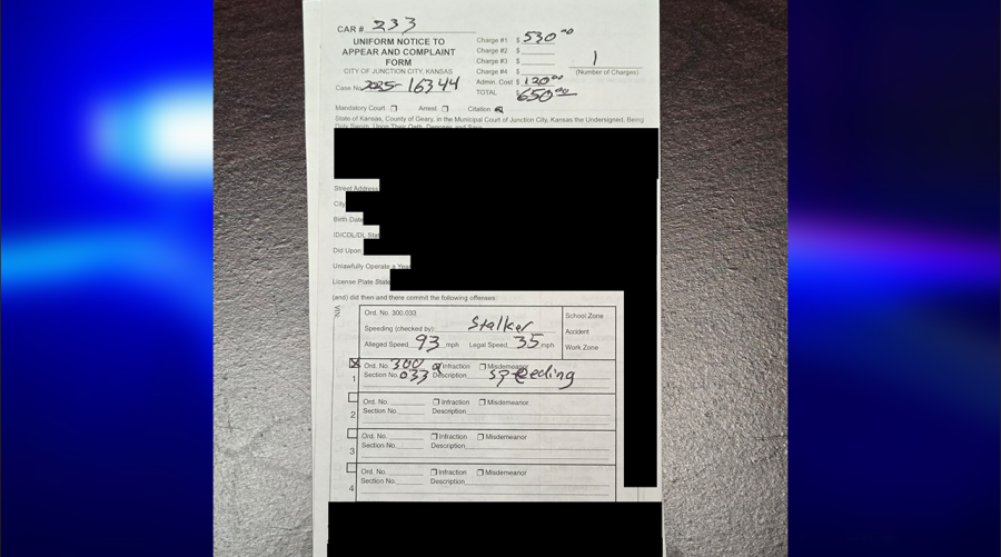 Driver clocked at 93 mph in 35 mph zone in Junction City