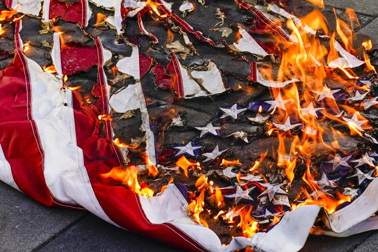 Person arrested for burning US flag near White House after Trump order