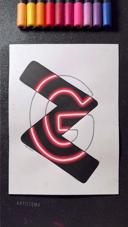 Bold G Design with Neon Red Highlights